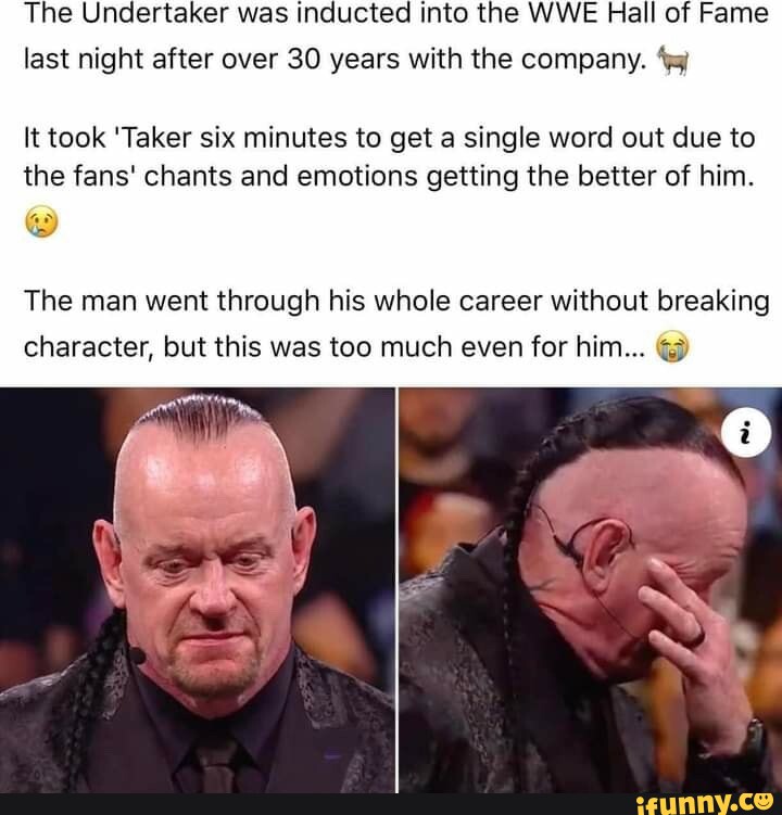 The Undertaker was inducted into the WWE Hall of Fame last night after ...
