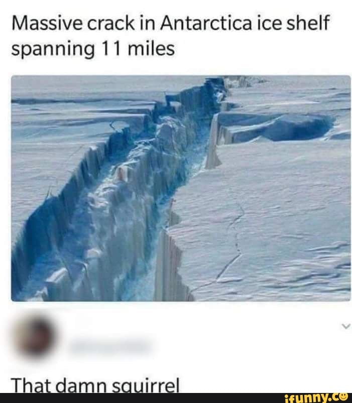 Massive crack in Antarctica ice shelf spanning 11 miles That scuirrel ...