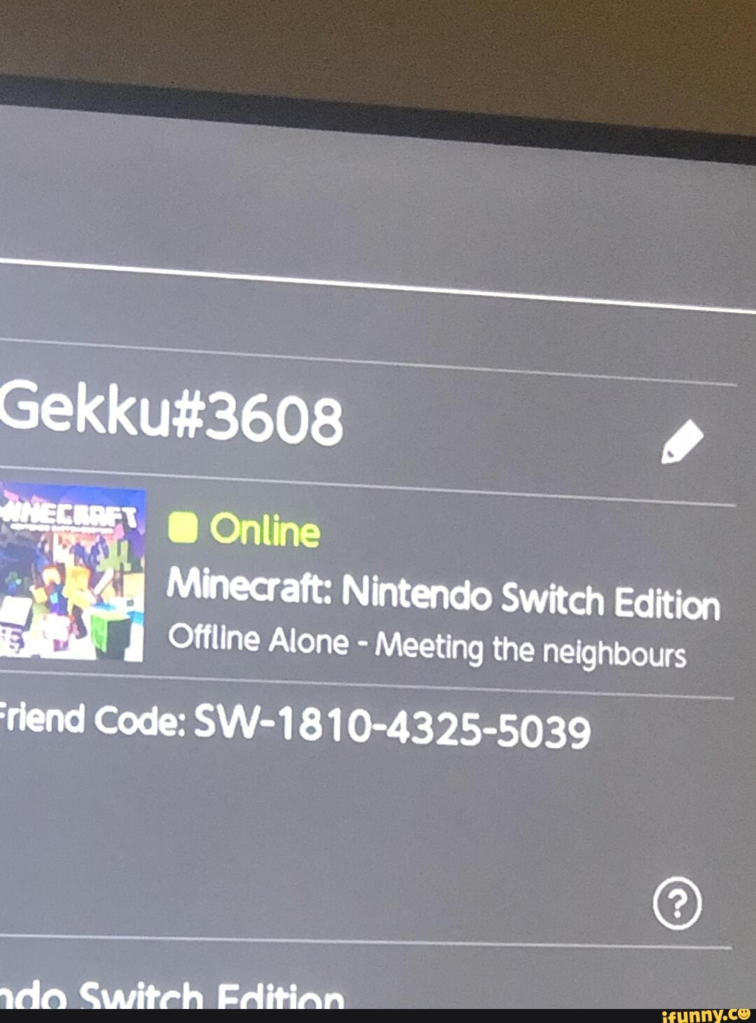 Minecraft: Nintendo Switch Edition Offline Alone - the lend Code: SW ...