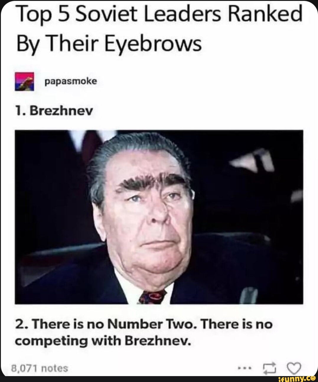 Top 5 Soviet Leaders Ranked By Their Eyebrows papasmoke 1. Brezhnev 2 ...