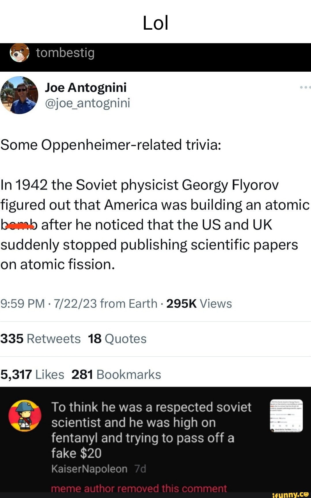 Ie) tombestig Joe Antognini @joe antognini Some Oppenheimer-related ...