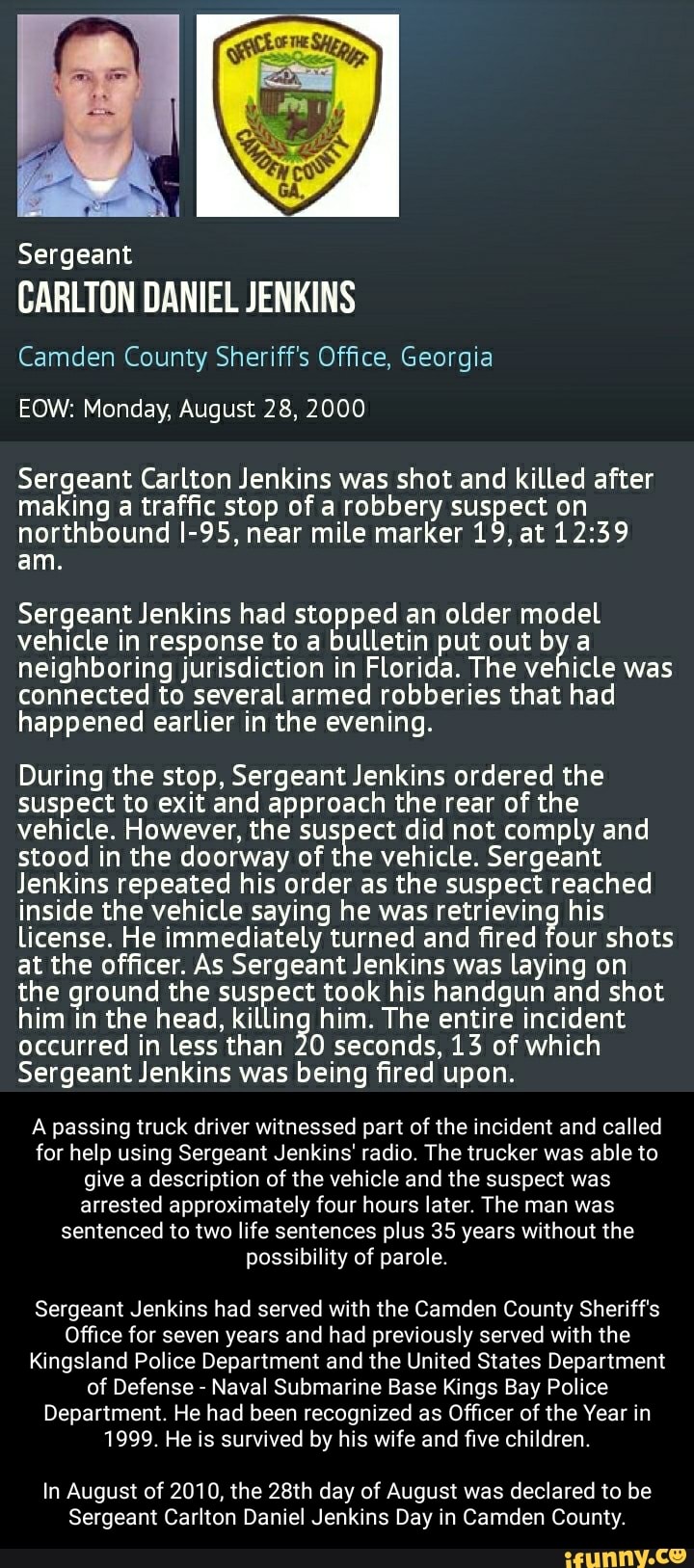 Sergeant CARLTON DANIEL JENKINS Camden County Sheriff's Office, Georgia ...