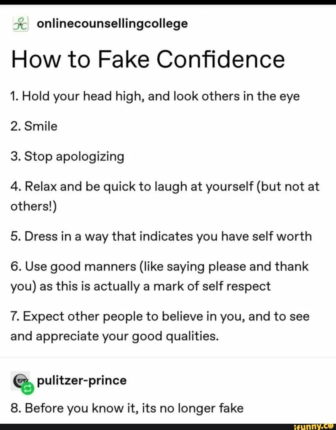Sq onlinecounsellingcollege How to Fake Confidence 1. Hold your head ...