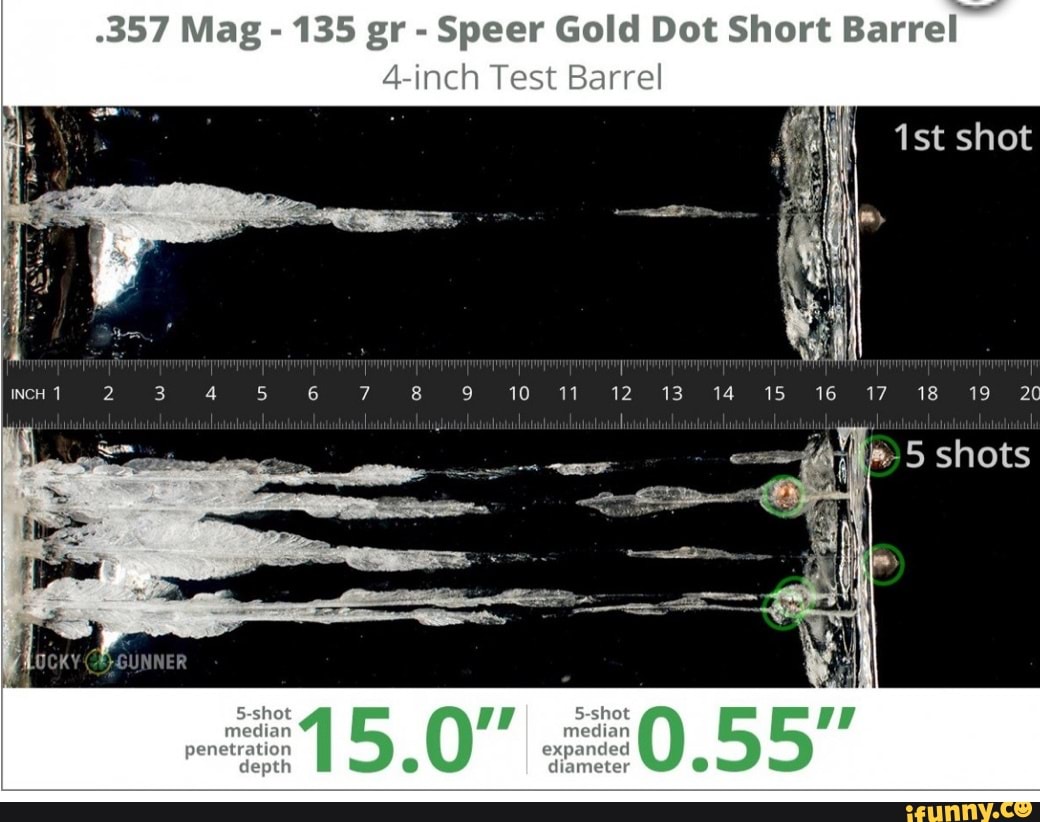 .357 Mag - 135 gr - Speer Gold Dot Short Barrel 4-inch Test Barrel shot ...