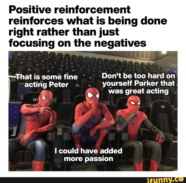Positive reinforcement reinforces what is being done right rather than ...