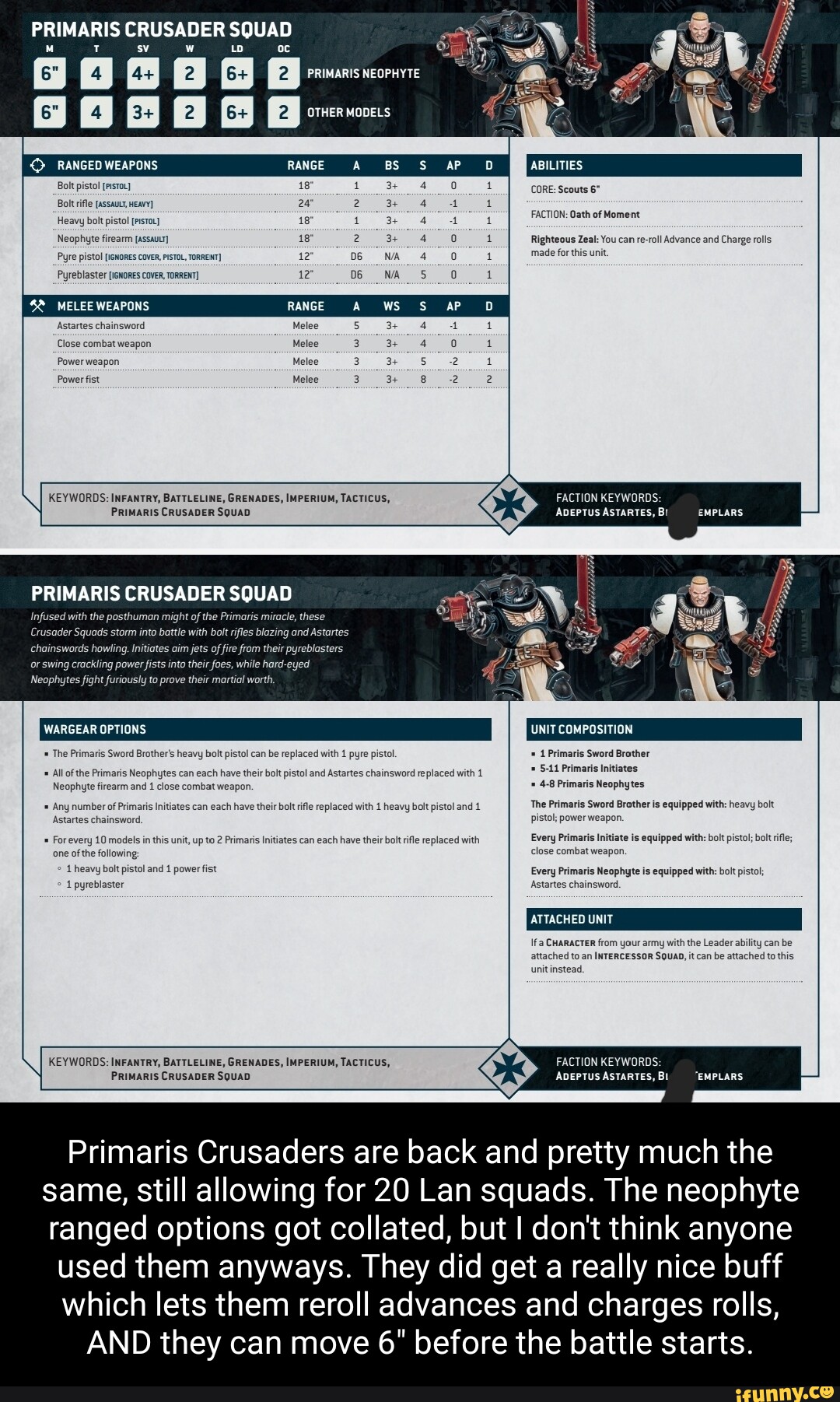 PRIMARIS CRUSADER SQUAD oc PRIMARIS NEGPHYTE ABILITIES Bolt pistol CORE ...
