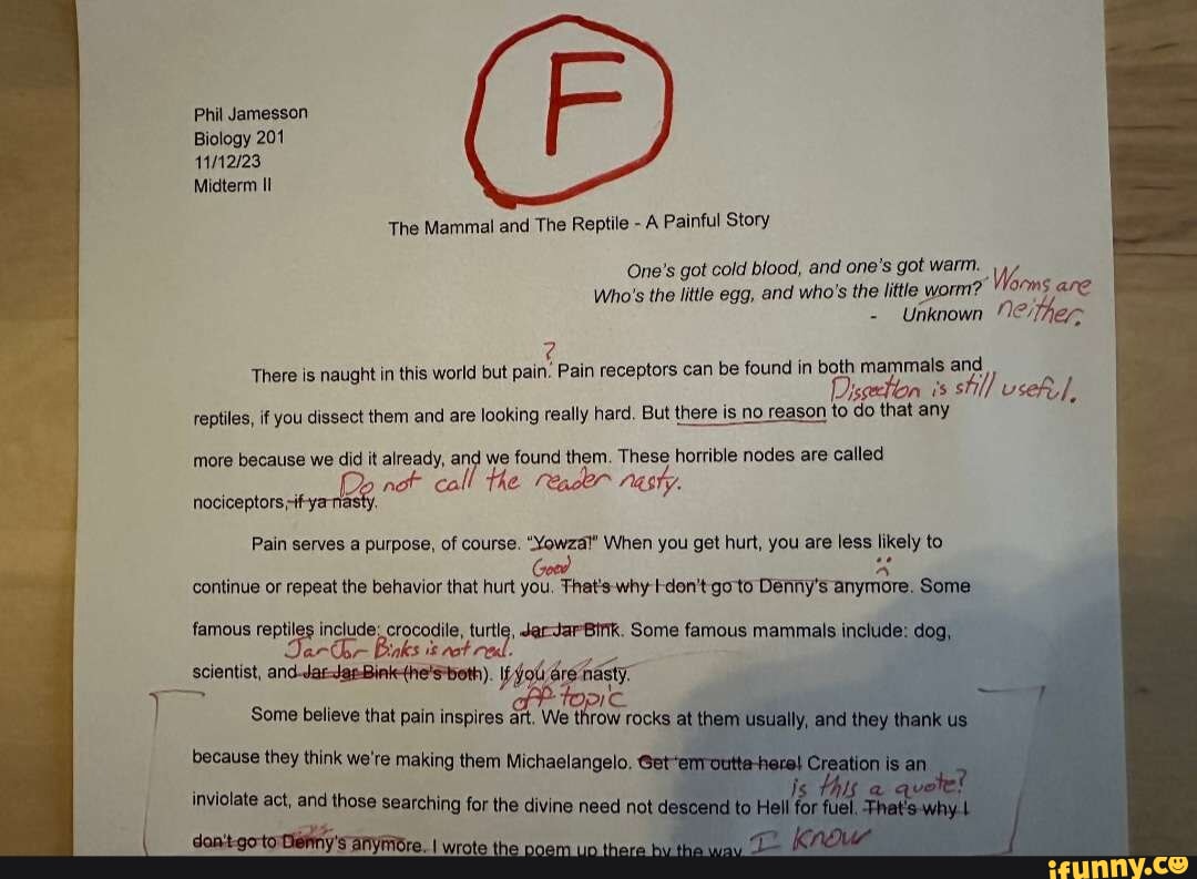 Phil Jamesson Biology 201 Midterm II The Mammal and The Reptile - A ...