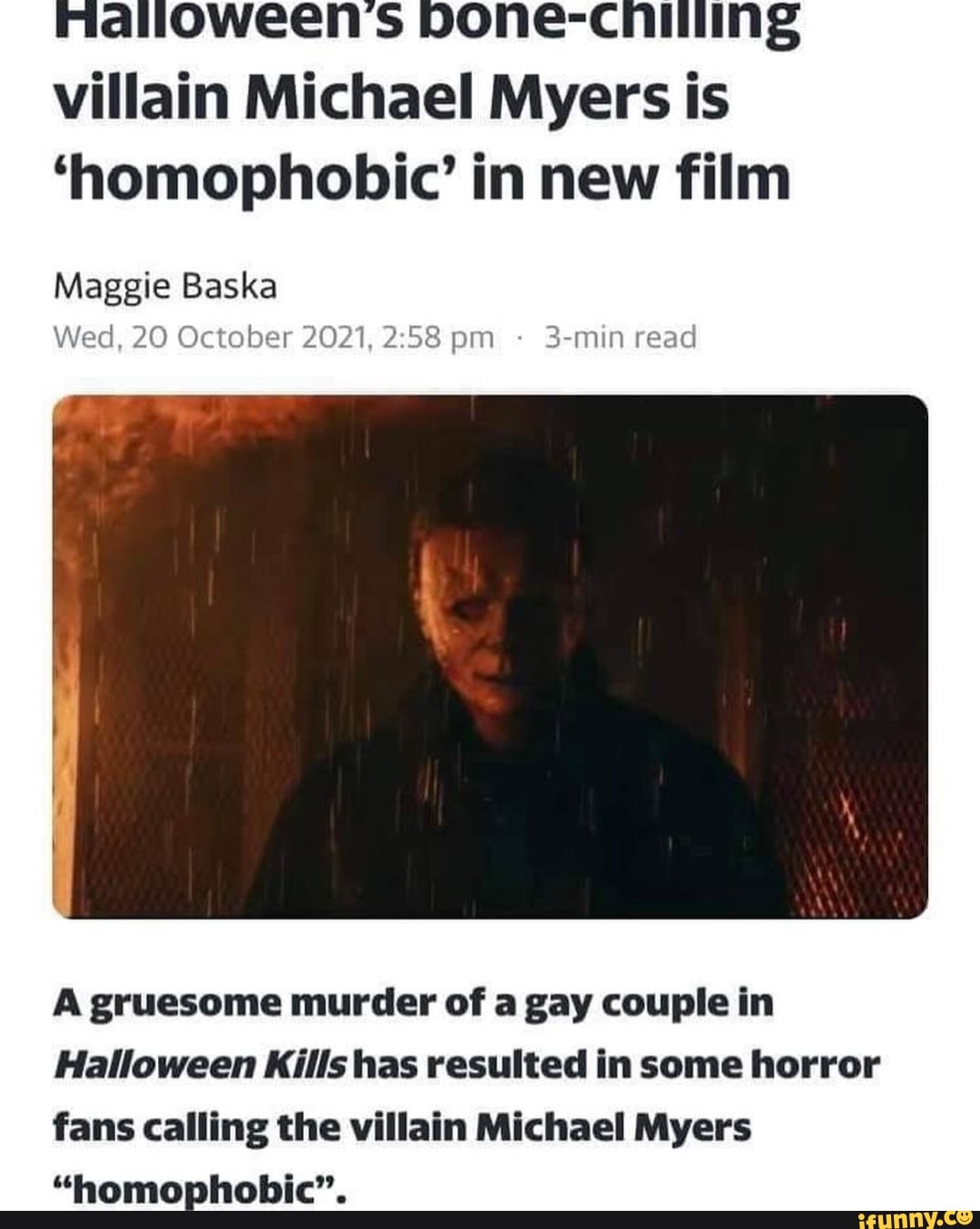 Maloweens pone-cniling villain Michael Myers is 'homophobic' in new ...