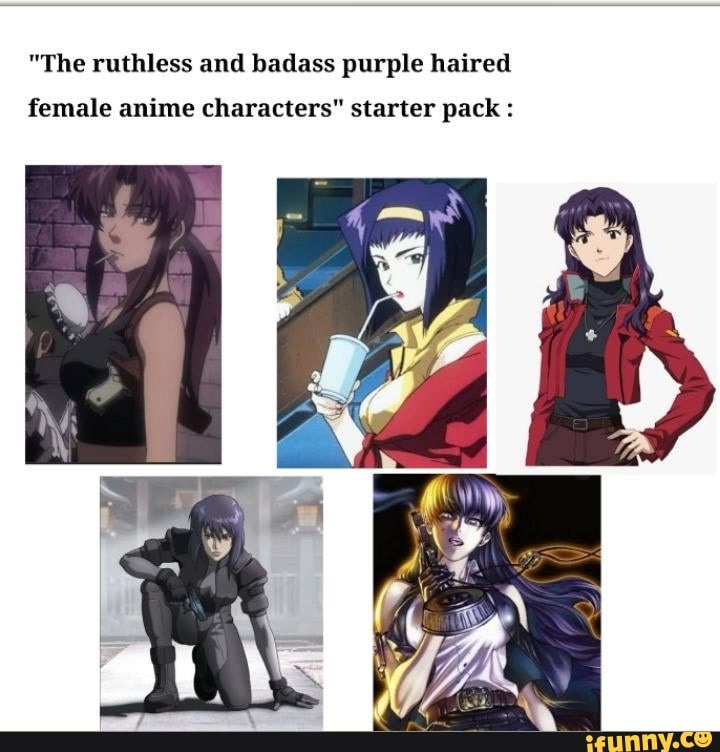 "The ruthless and badass purple haired female anime characters" starter ...