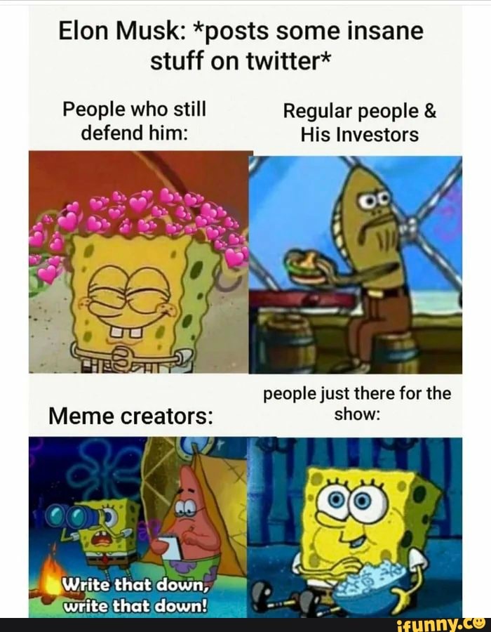 Elon Musk: *posts some insane stuff on twitter* People who still ...