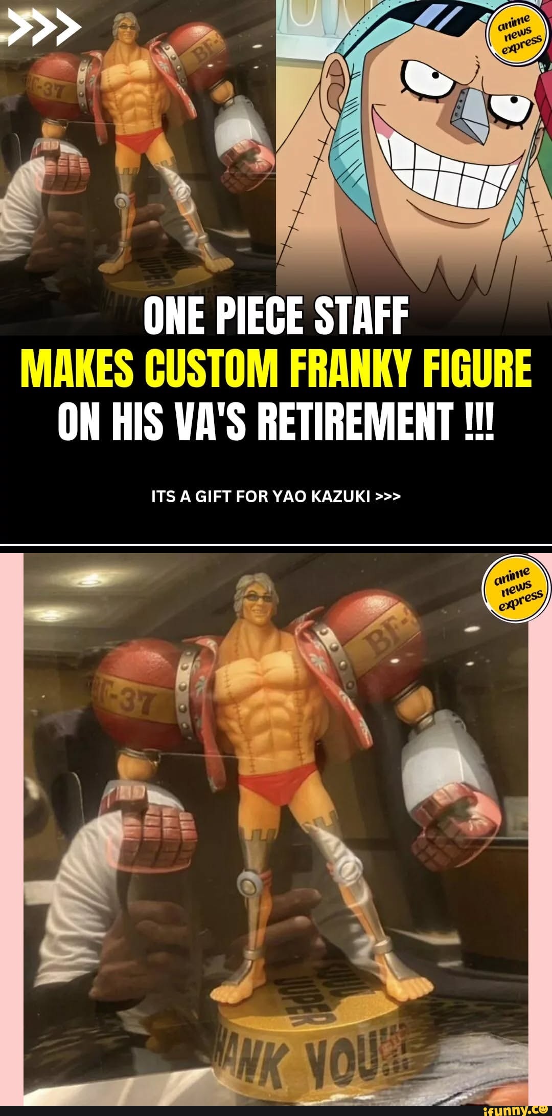 ONE PIECE STAFF MAKES CUSTOM FRANKY FIGURE ON HIS VA'S RETIREMENT ITS A ...