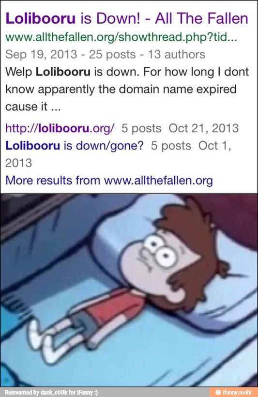 Lolibooru is Down! All The Fallen Sep 19, 2013 25 posts 13 authors Welp ...