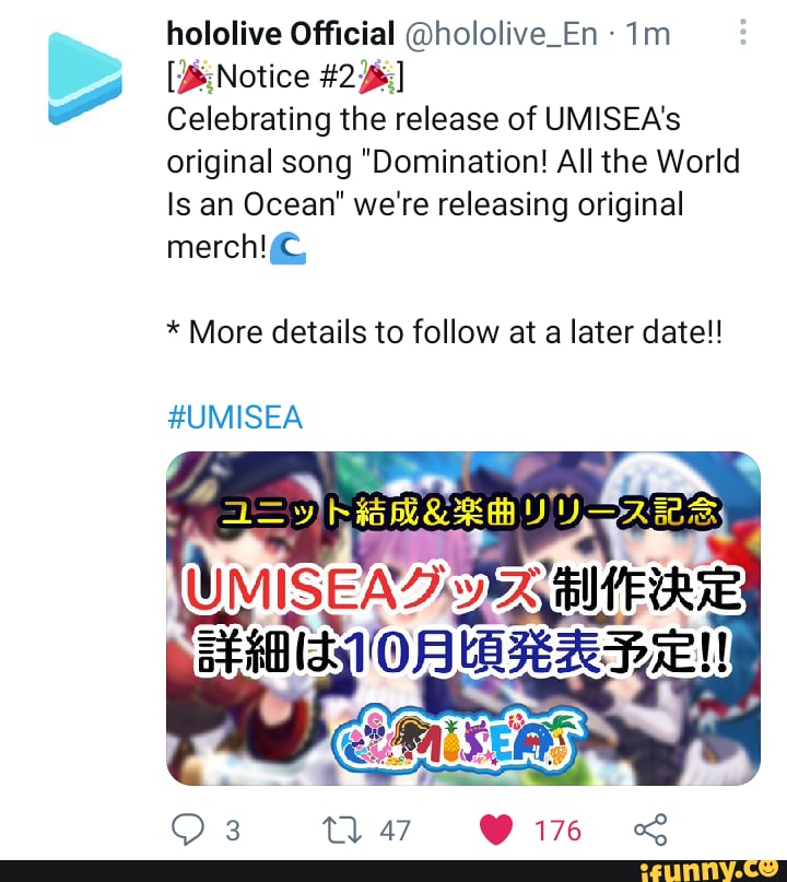 Hololive Official @hololive_En [Notice #265] Celebrating the release of ...