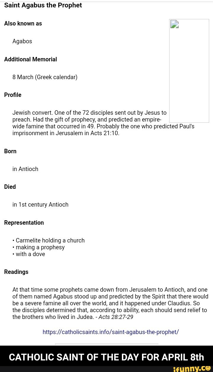 Saint Agabus the Prophet Also known as Agabos Additional Memorial 8 ...