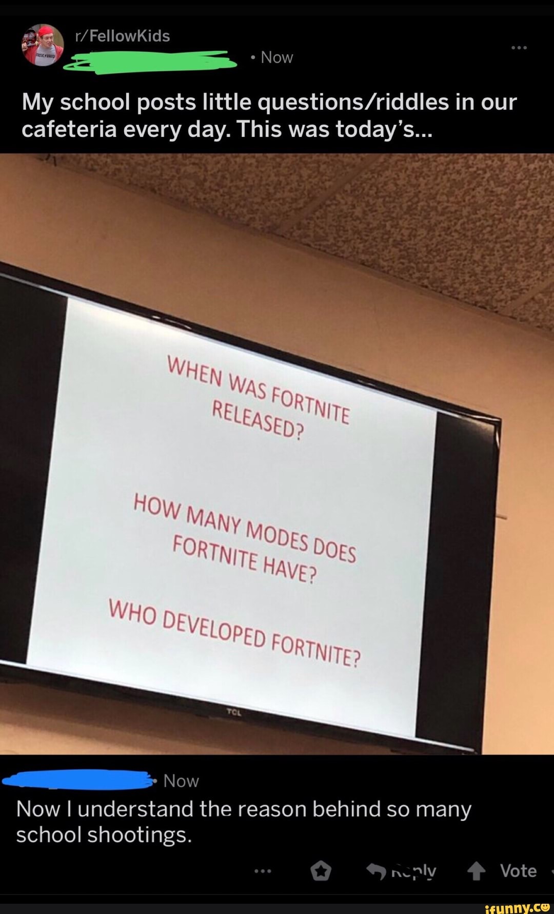 My school posts little questions/riddles in our cafeteria every day ...