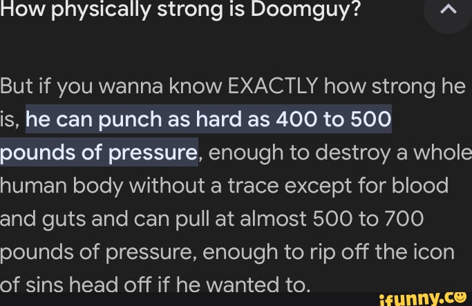 How physically strong is Doomguy? But if you wanna know EXACTLY how ...