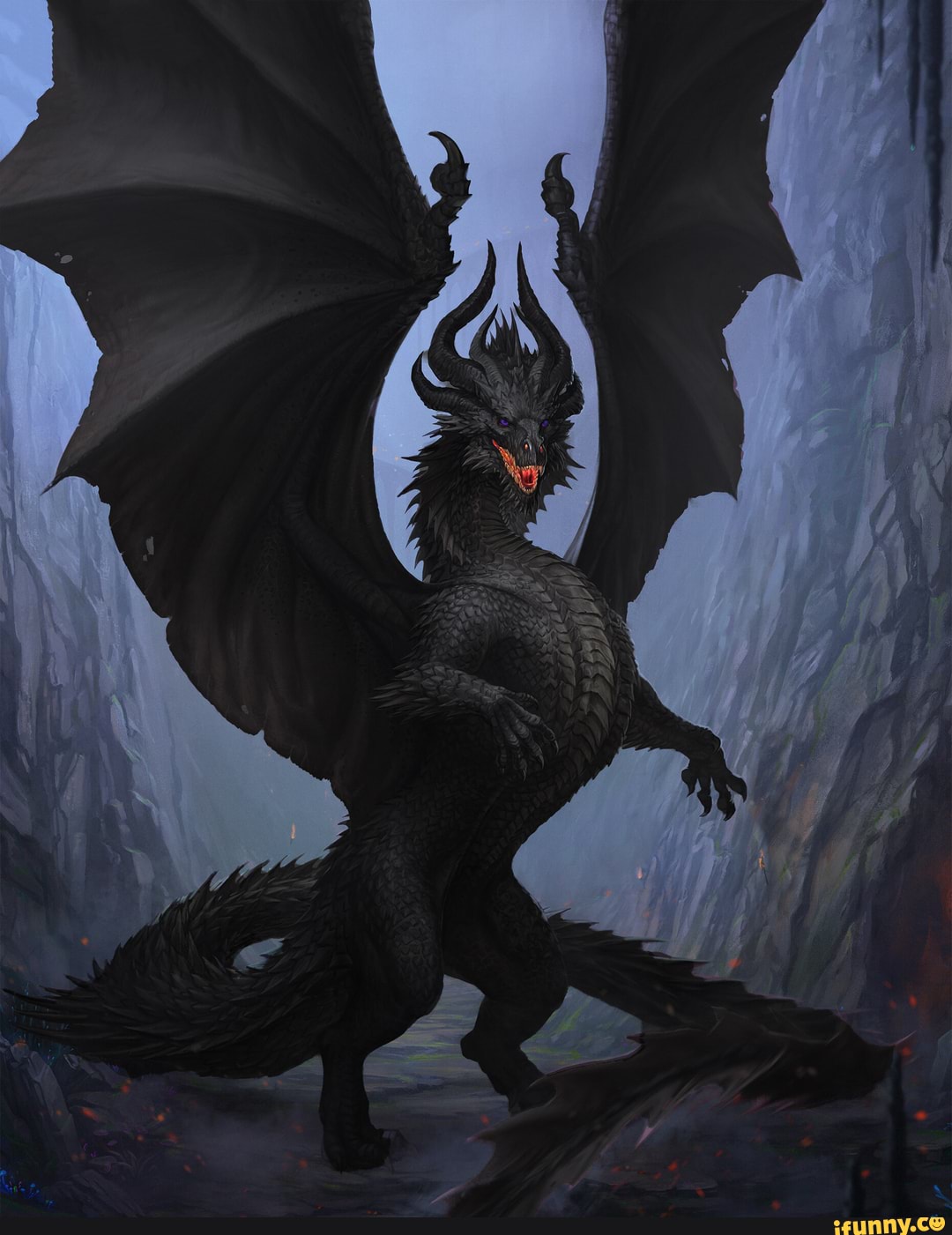 A huge black dragon with a bit of a temper. If by bit you understand ...