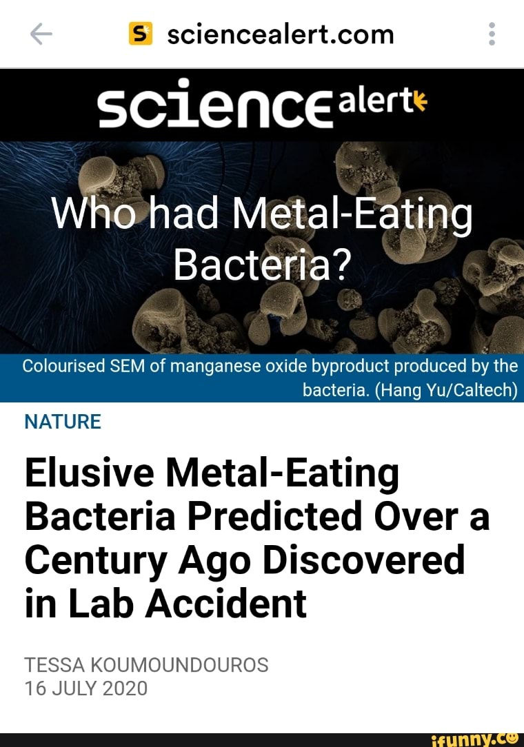 S sciencealert.com sciencealert: Who'had Metal-Eating y Bacteria ...