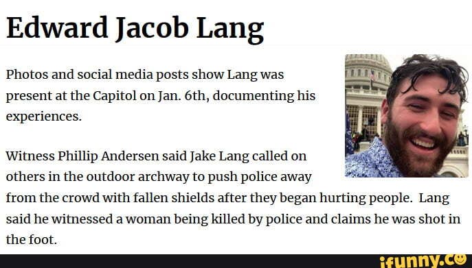 Edward Jacob Lang Photos and social media posts show Lang was present ...