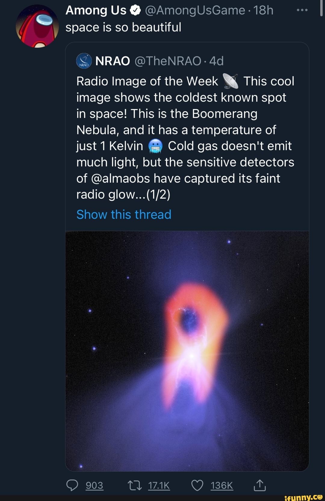 Among Us @ @AmongUsGame space is so beautiful ss, NRAO @TheNRAO Radio ...