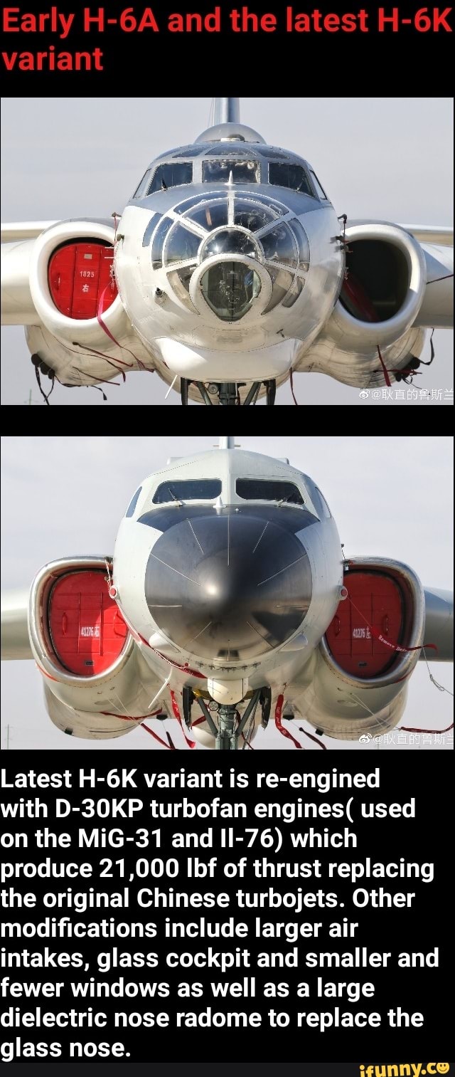Atest H-6K variant is re-engined with D-30KP turbofan engines( used on ...