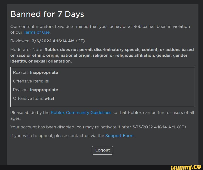 Banned for 7 Days Our content monitors have determined that your ...