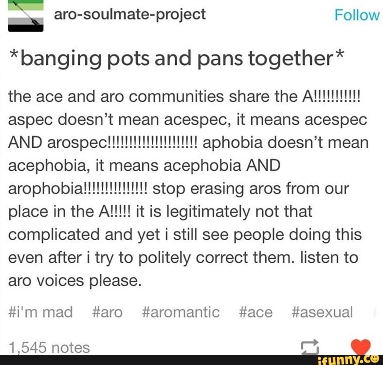 *banging pots and pans together* the ace and aro communities share the ...