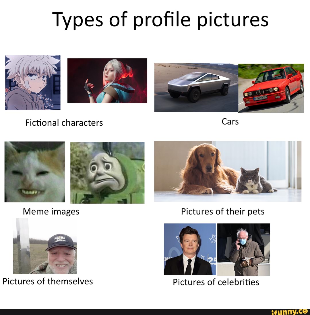 Types of profile pictures Fictional characters Meme images Pictures of ...