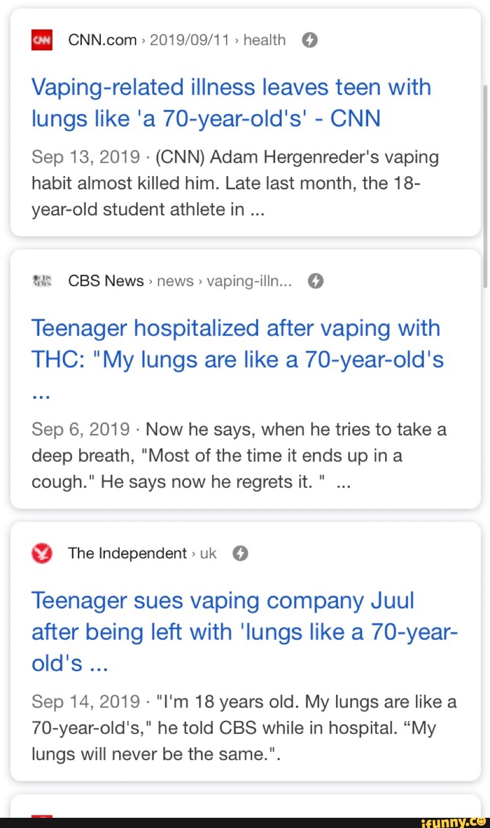 Health Vaping-related illness leaves teen with CNN Sep 13, 2019 (CNN ...
