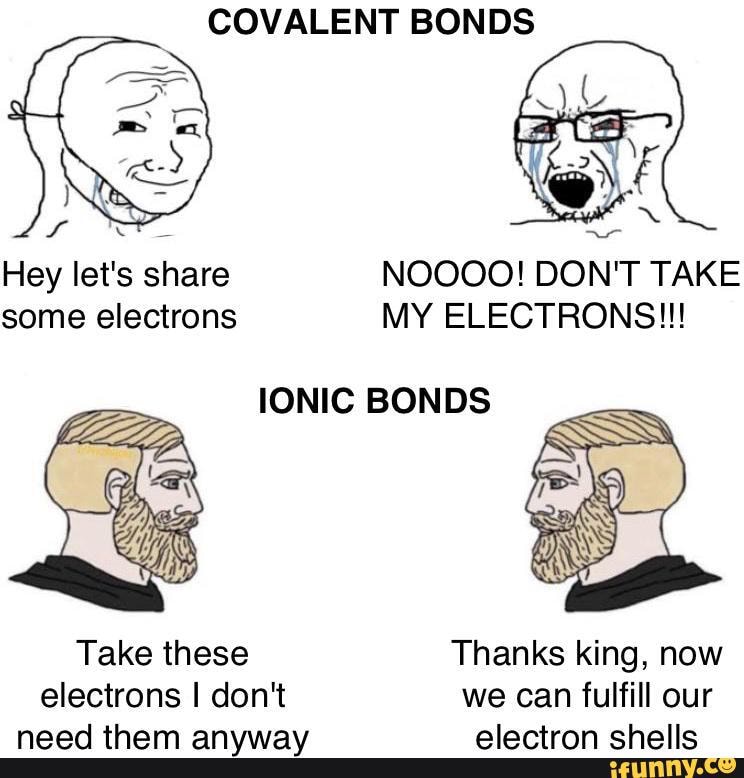 COVALENT BONDS SS Hey let's share NOOOO! DON'T TAKE some electrons MY ...