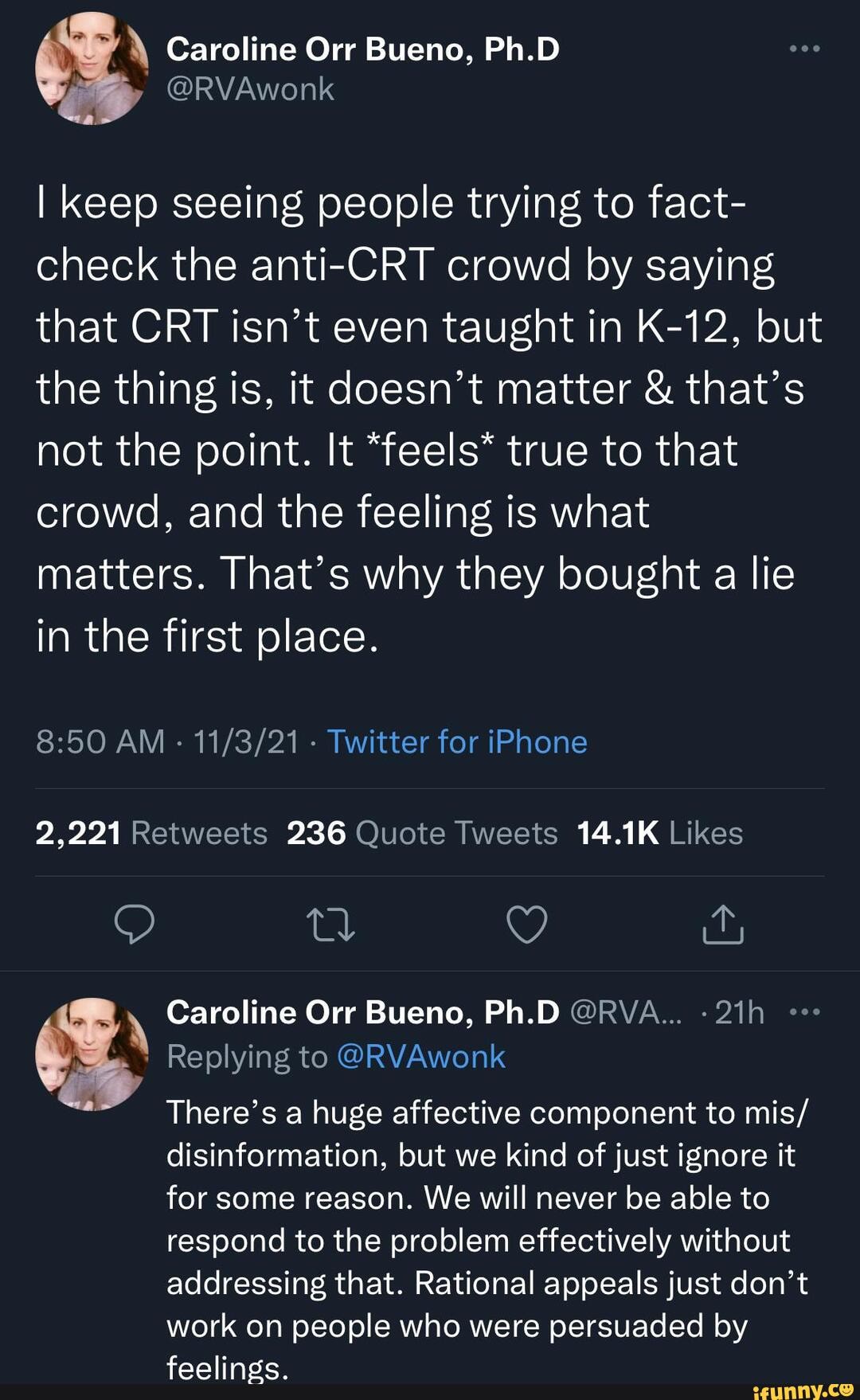 \ Caroline Orr Bueno, Ph.D @RVAwonk I keep seeing people trying to fact ...