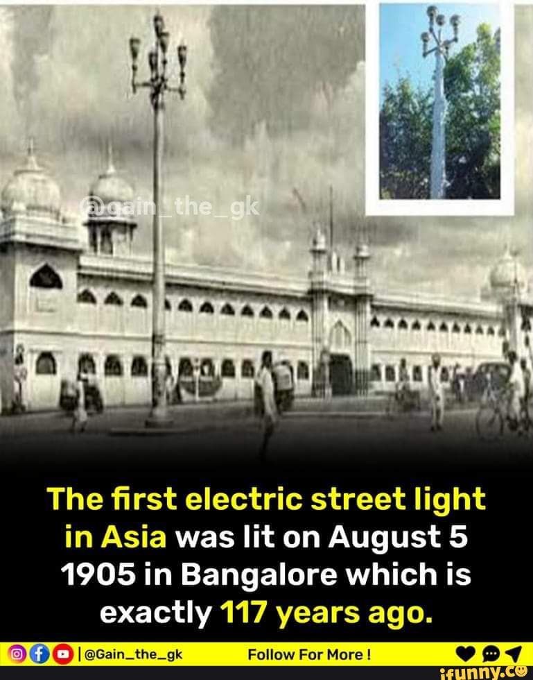 The first electric street light in Asia was lit on August 5 1905 in ...