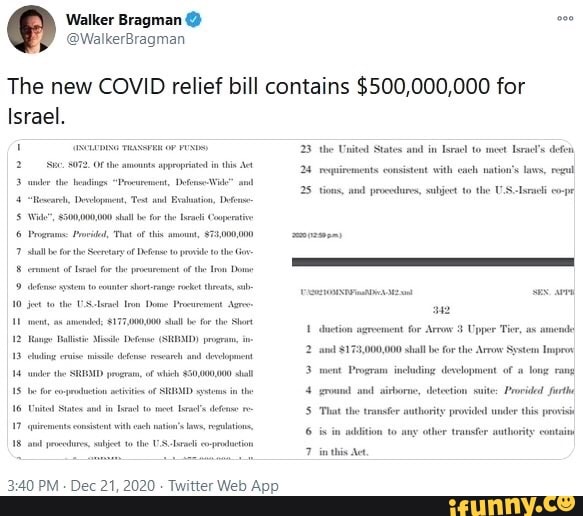 Walker Bragman The new COVID relief bill contains $500,000,000 for ...