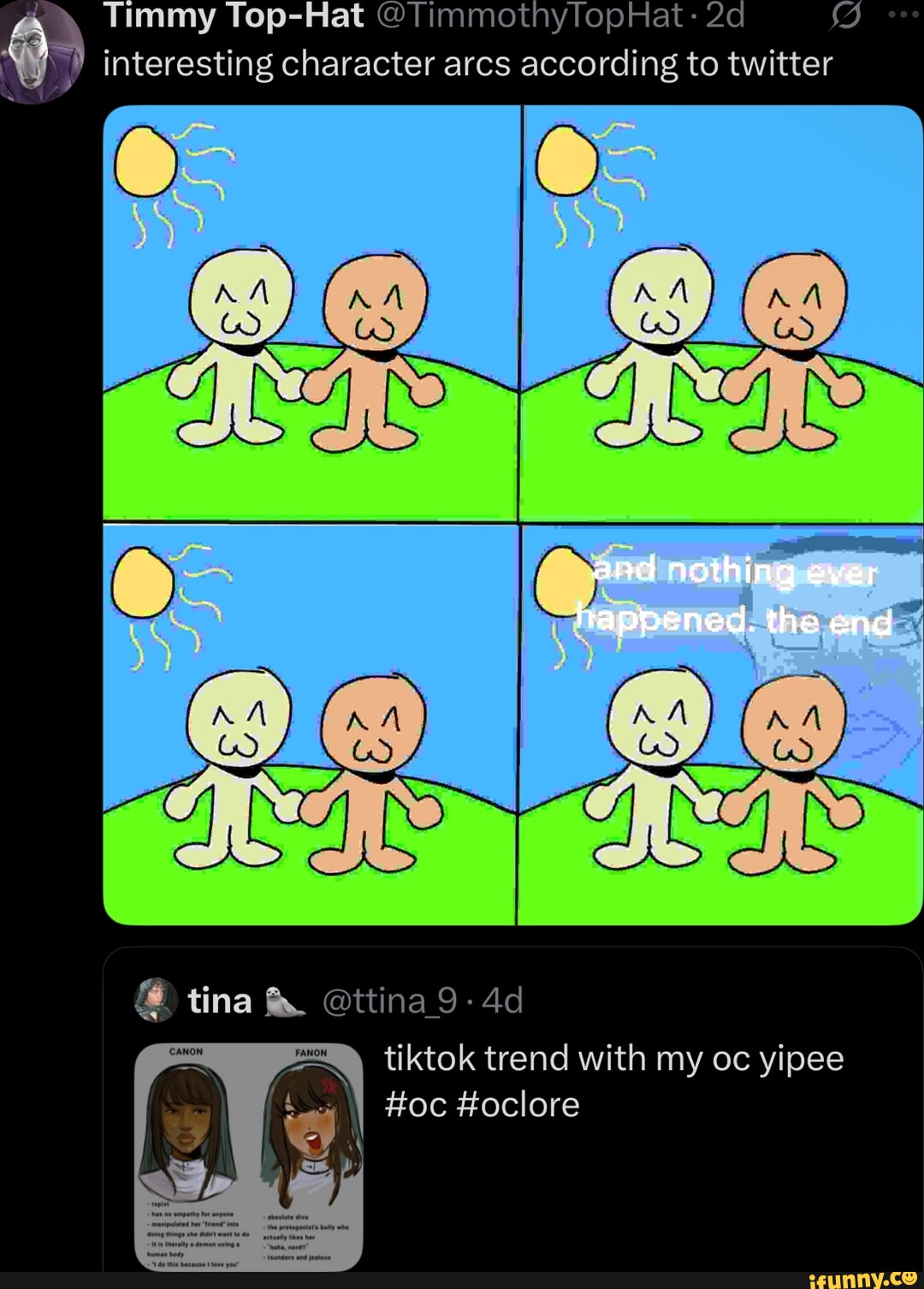 Timmy Top-Hat ) interesting character arcs according tc to twitter and ...