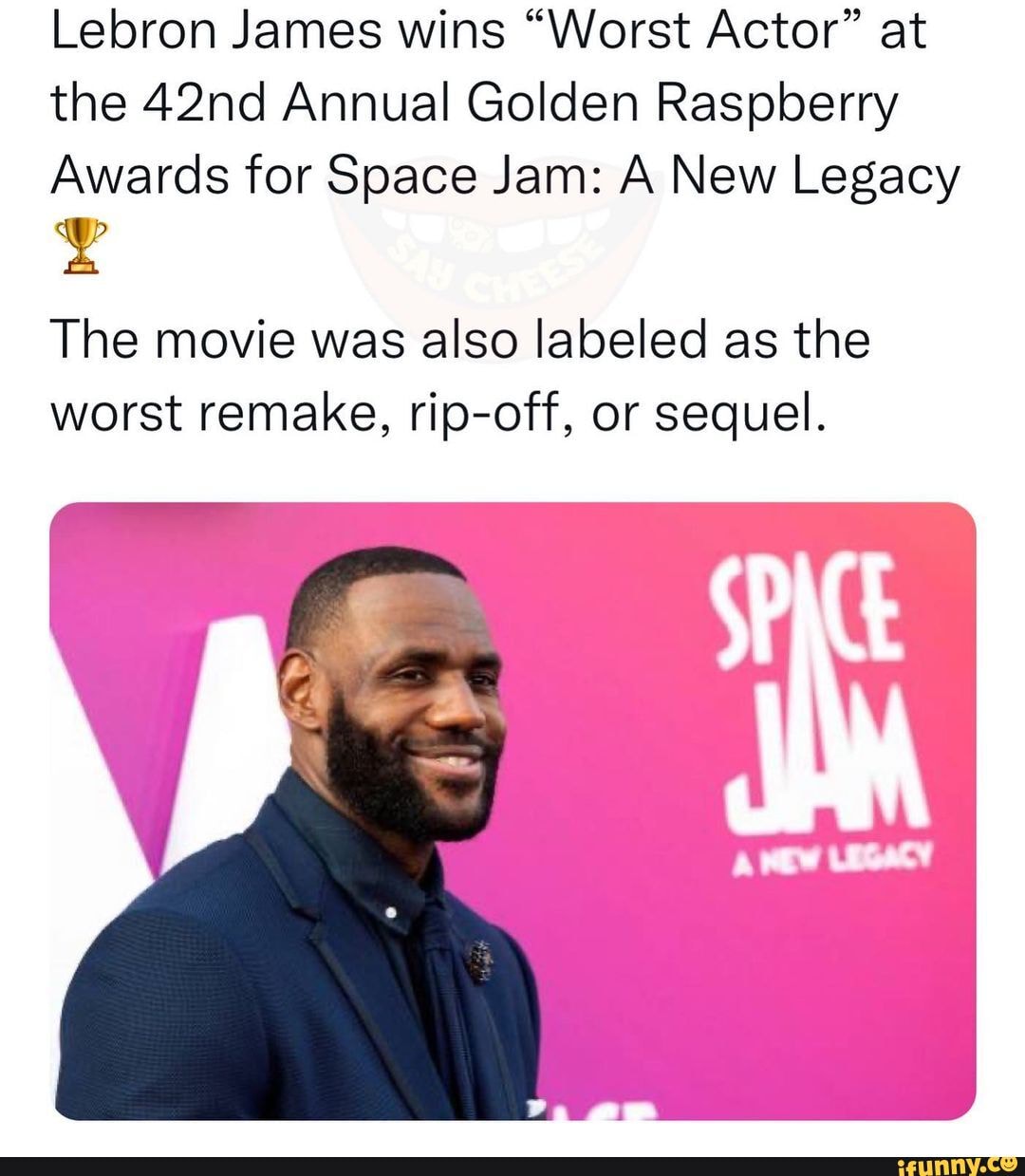 Lebron James wins "Worst Actor" at the 42nd Annual Golden Raspberry ...