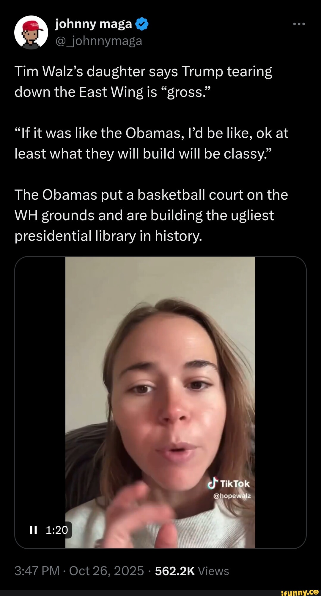 Johnny maga Tim Walz's daughter says Trump tearing down the East Wing ...