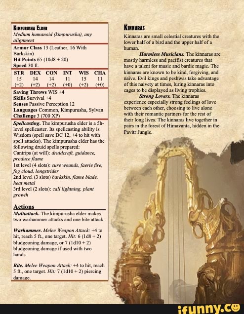 Kooomasaa Ever 'Medium humanoid (kimpurusha), any alignment "Armor ...