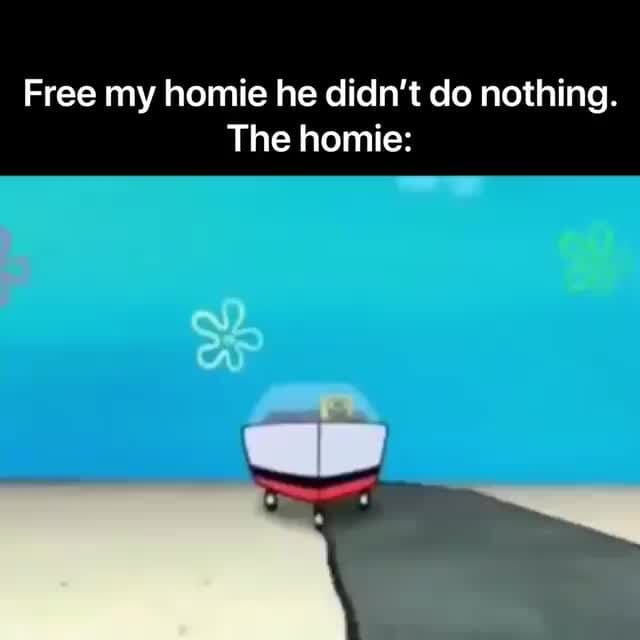 Free my homie he didn't do nothing. The homie: - )