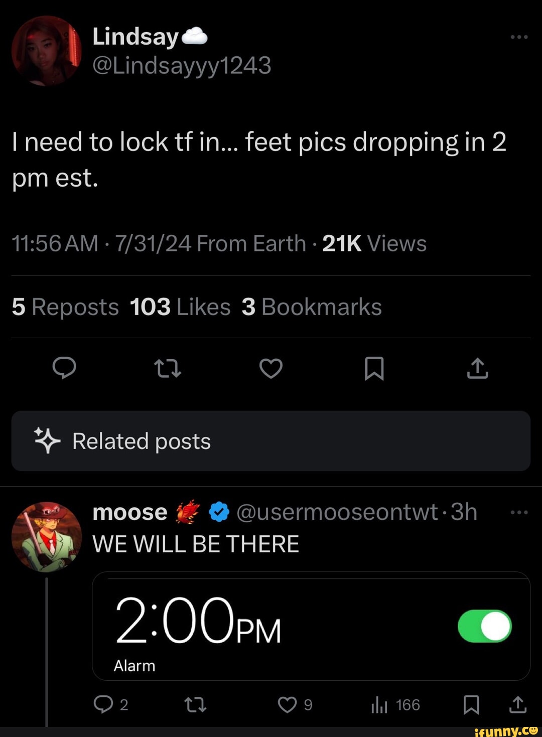 I need to lock tf in... feet pics dropping in 2 pm est. AM - From Earth ...