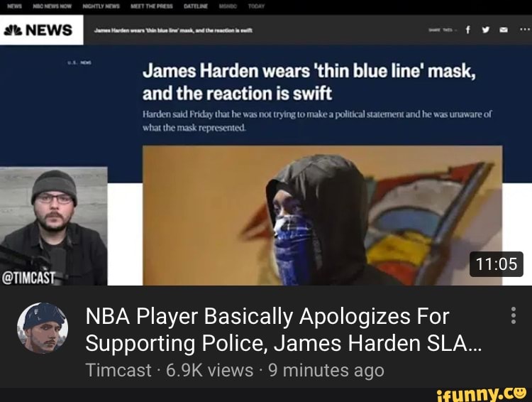 James Harden wears 'thin blue line' mask, and the reaction is swift ...