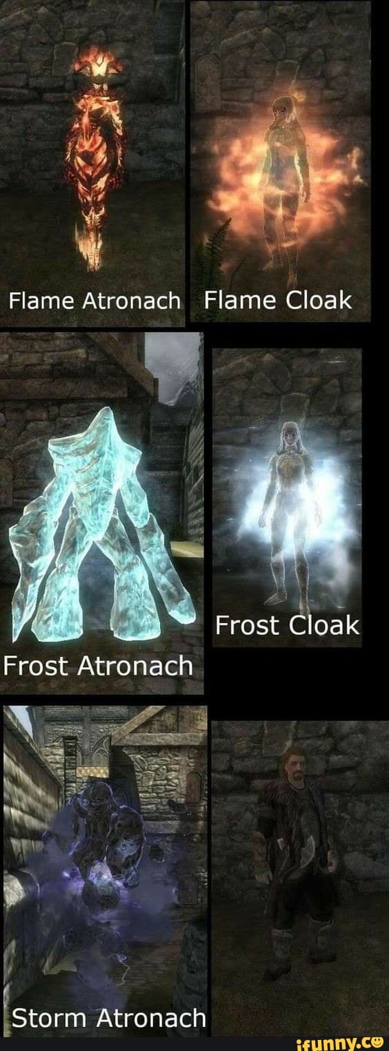 Flame Atronach Flame Cloak Frost Claak Frost Atronach Storm Atronach ...
