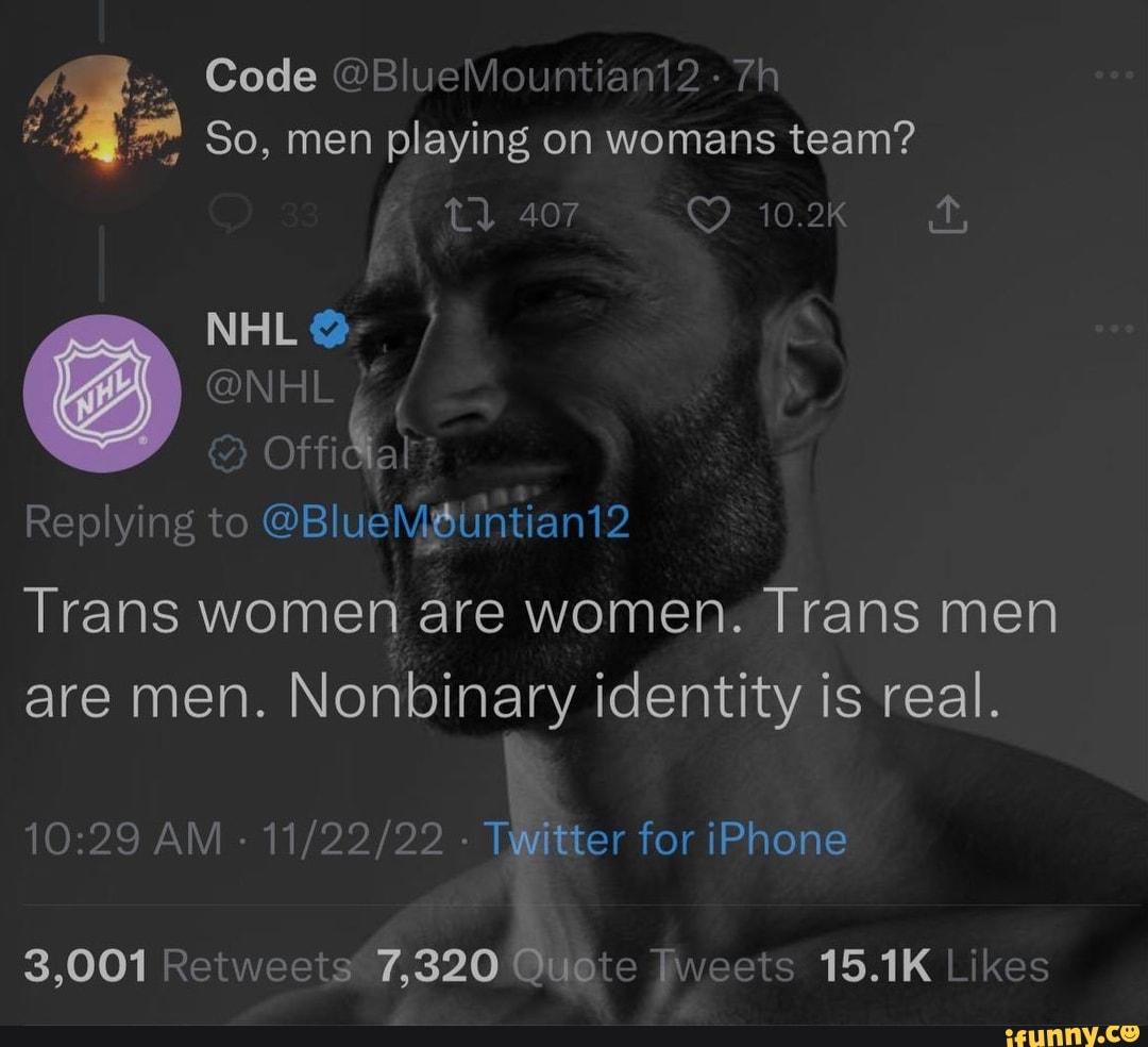 Code @BlueMountian12 - fin So, men playing on womans team? 407 10.2K ...