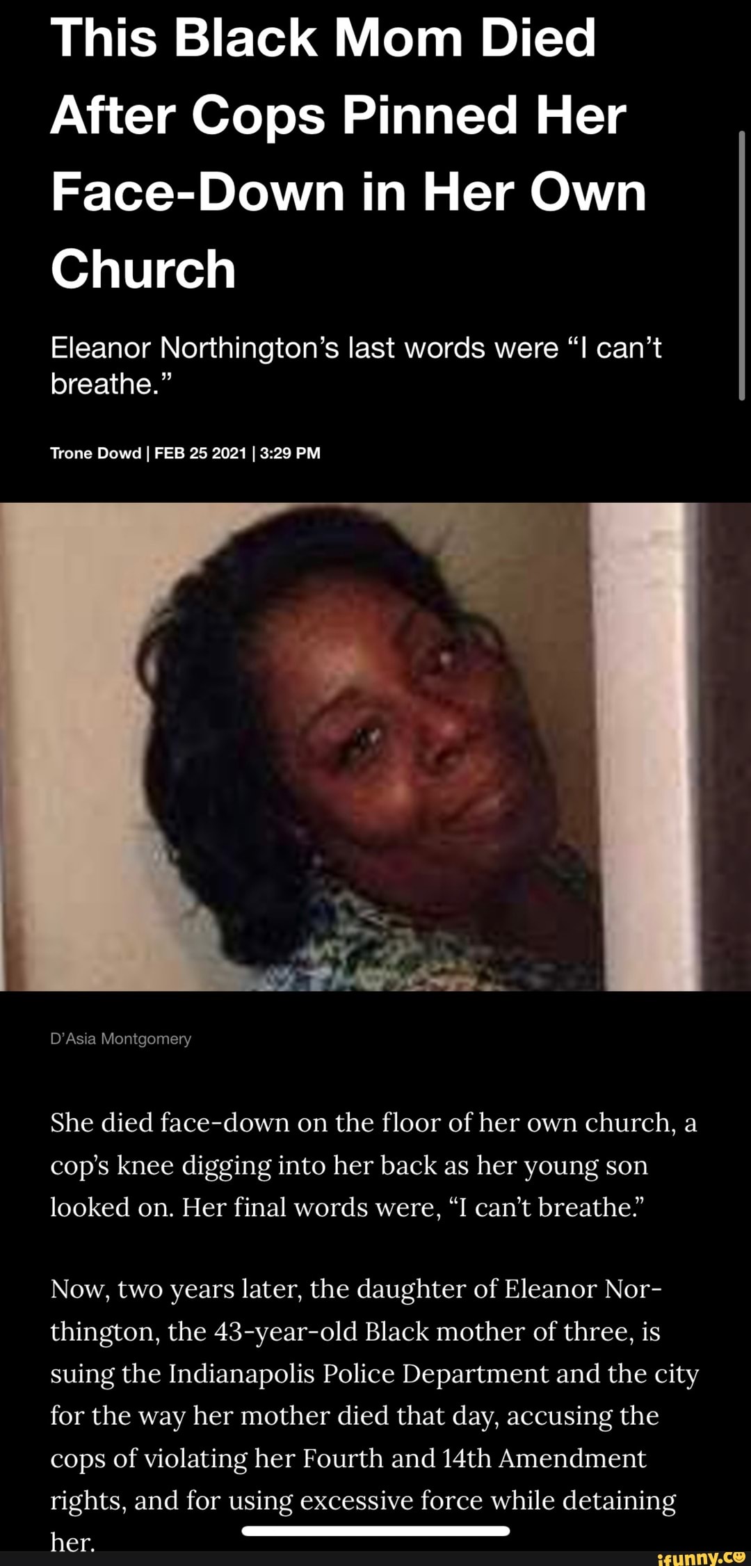 This Black Mom Died After Cops Pinned Her Face-Down in Her Own Church ...