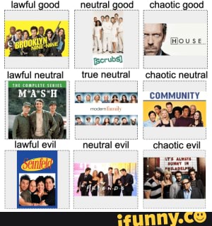 Sitcom Alignment Chart - lawful good __neutral good chaotic good lawful ...