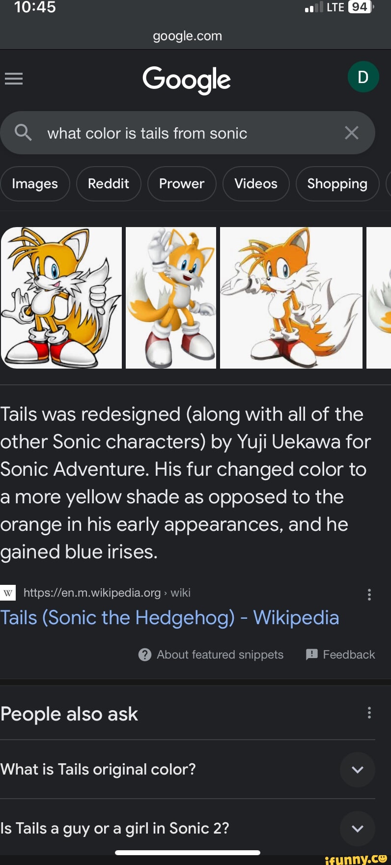 LTE Google D Q what color is tails from sonic Images Reddit Prower ...
