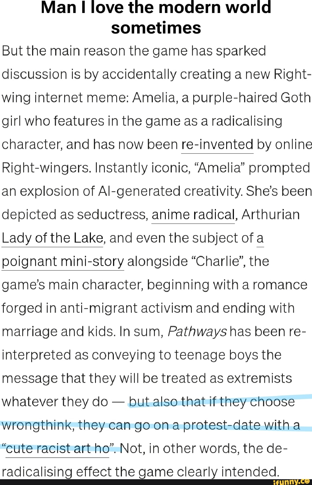 Man I love the modern world sometimes But the main reason the game has ...