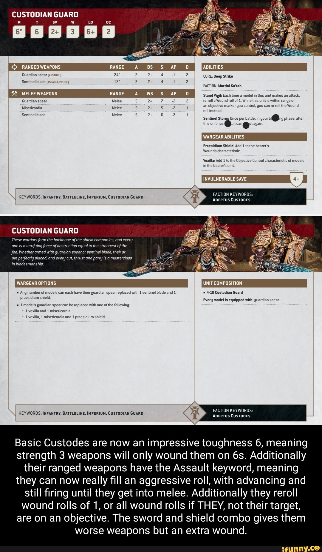 CUSTODIAN GUARD Misericordia RANGED WEAPONS aP ABILITIES Guardian spear ...