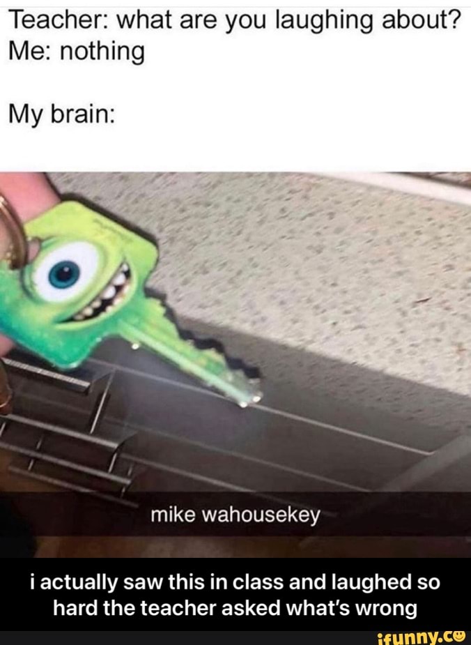 Teacher: what are you laughing about? Me: nothing My brain: mike ...