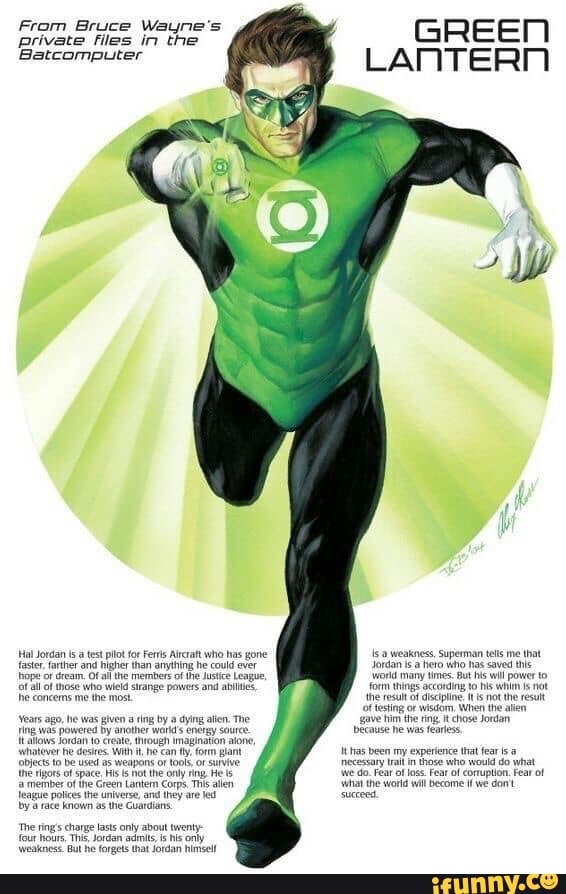 From Bruce Wayne's private files in the Batcomputer GREEN LANTERN Hal ...