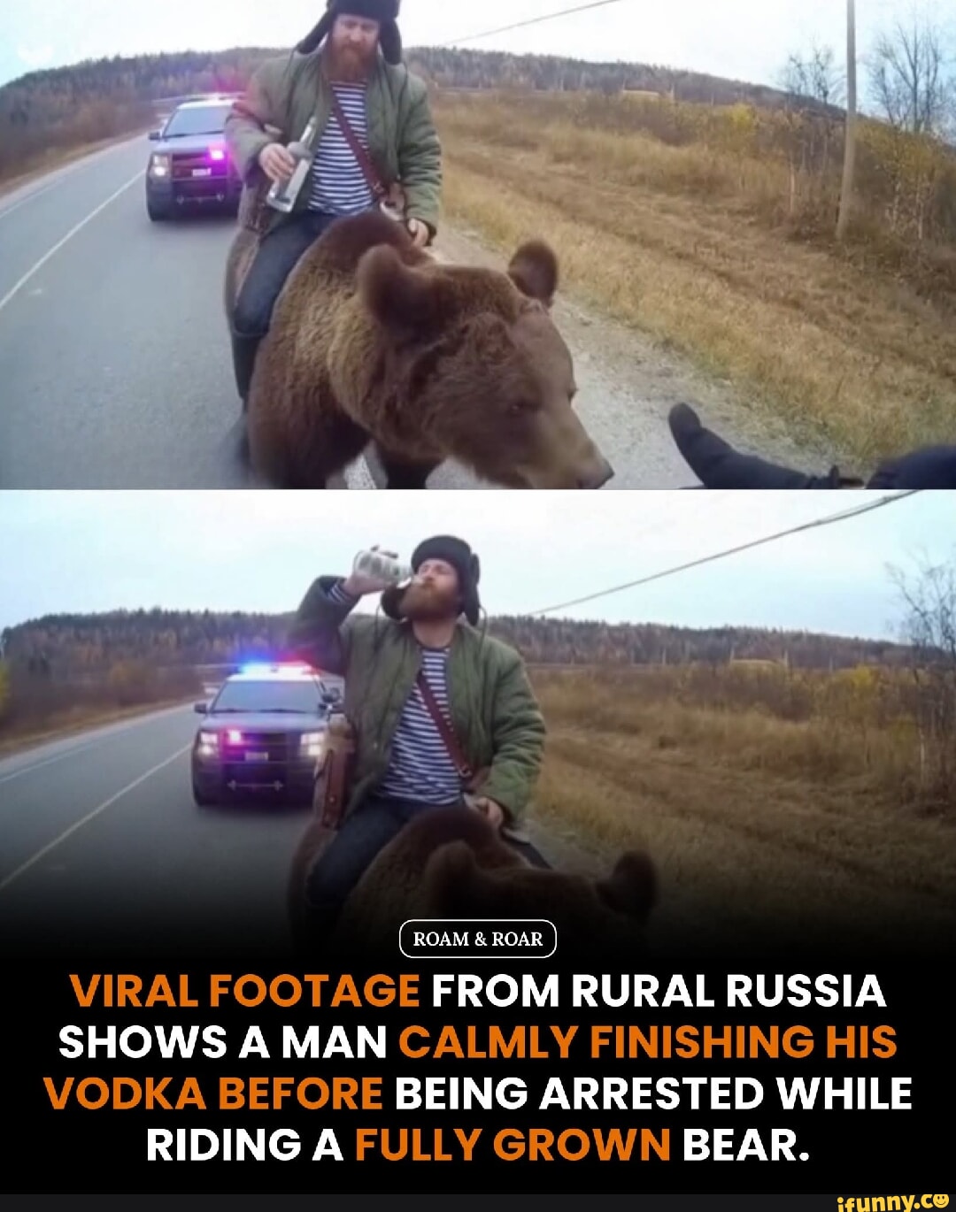 ROAM ROAR VIRAL FOOTAGE FROM RURAL RUSSIA SHOWS A MAN CALMLY FINISHING ...